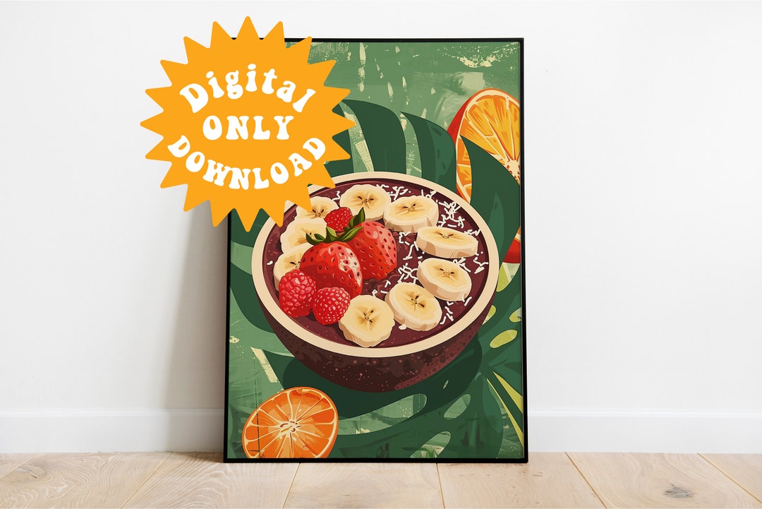 Hawaii Travel Poster, Acai Bowl, Digital Download, Print, Hawaiian ...