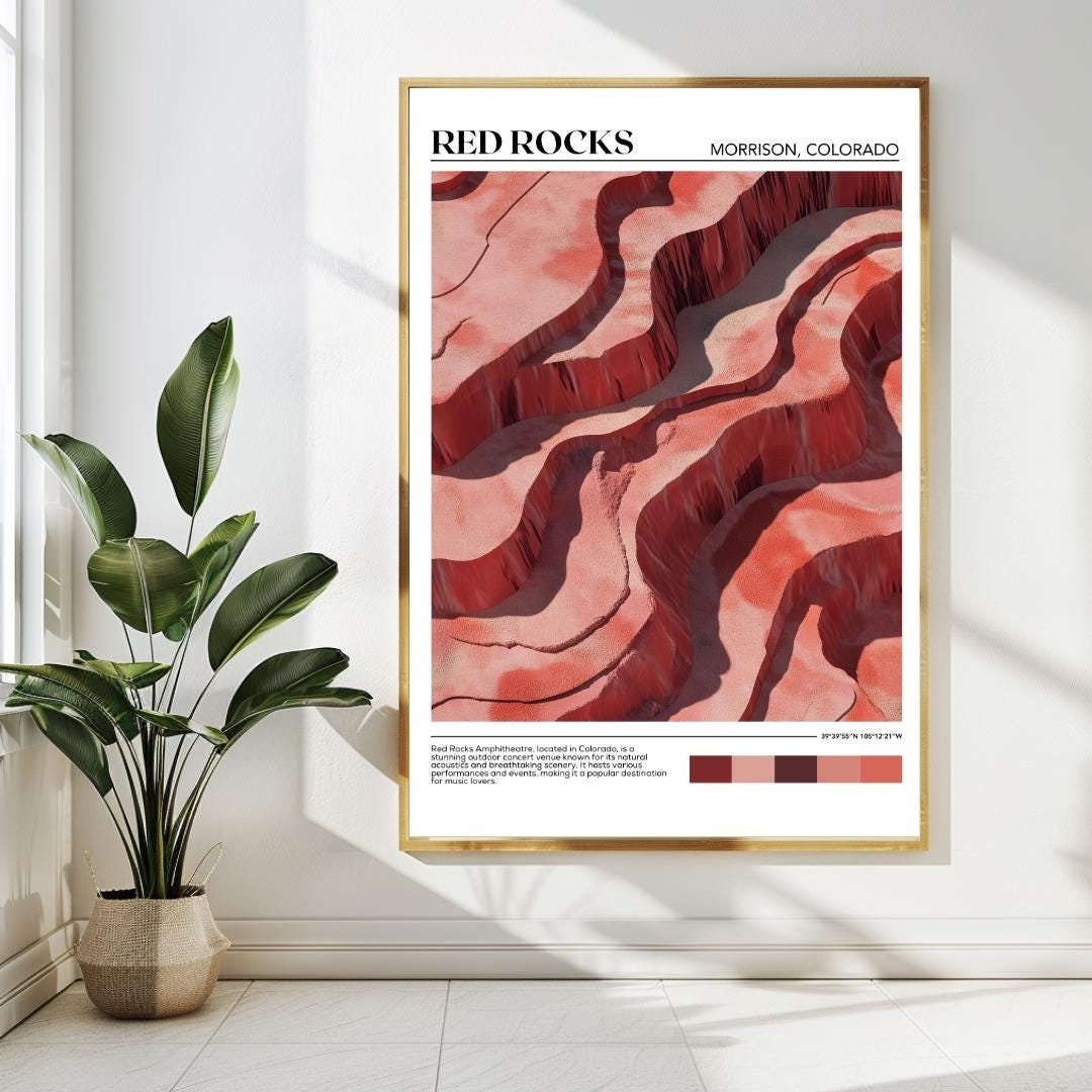 Red Rocks Poster, Morrison Colorado, Rockies, Amphitheater Amphitheatre ...