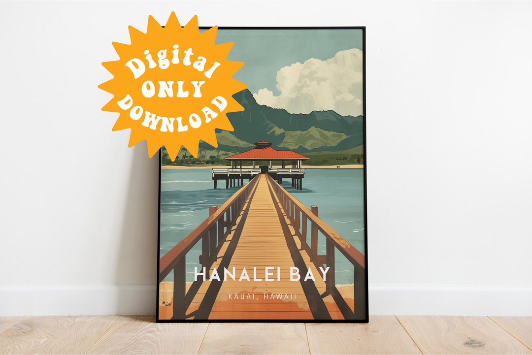 Hanalei Bay, Kauai, Hawaii, Print Art, Digital Download, Gift Hawaiian ...