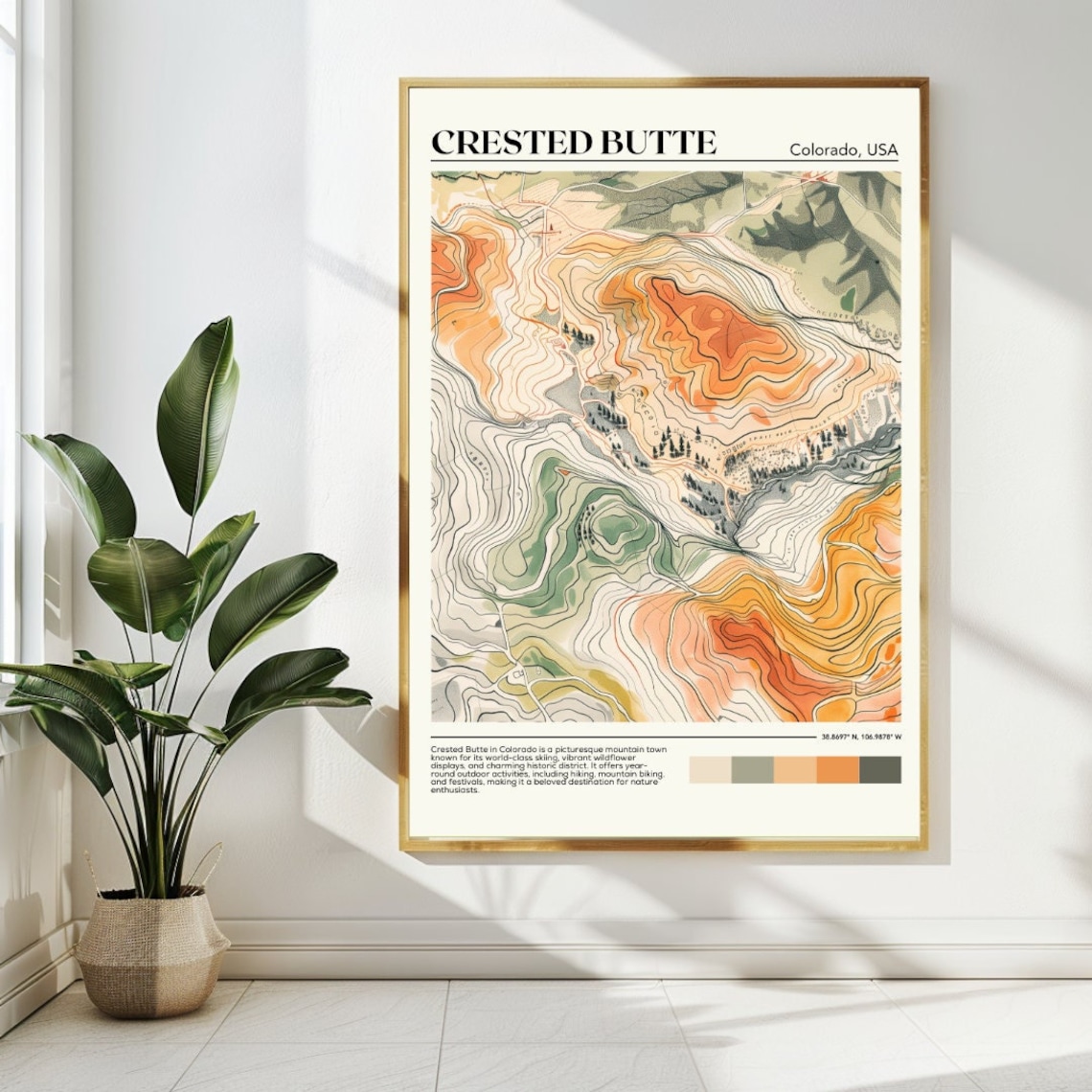 Crested Butte Colorado Topography Travel Print| Colorado Wall Decor ...
