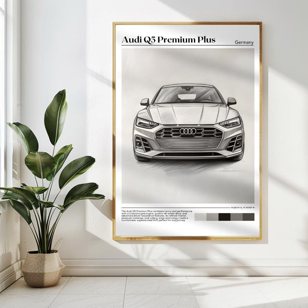 Audi Q5 Premium Plus Car Sketch Poster Audi Wall Art Audi Illustration ...