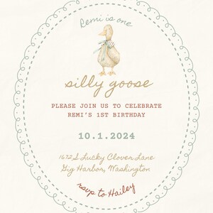 Silly Goose Birthday Invitation. Silly Goose Birthday Party. 1st ...