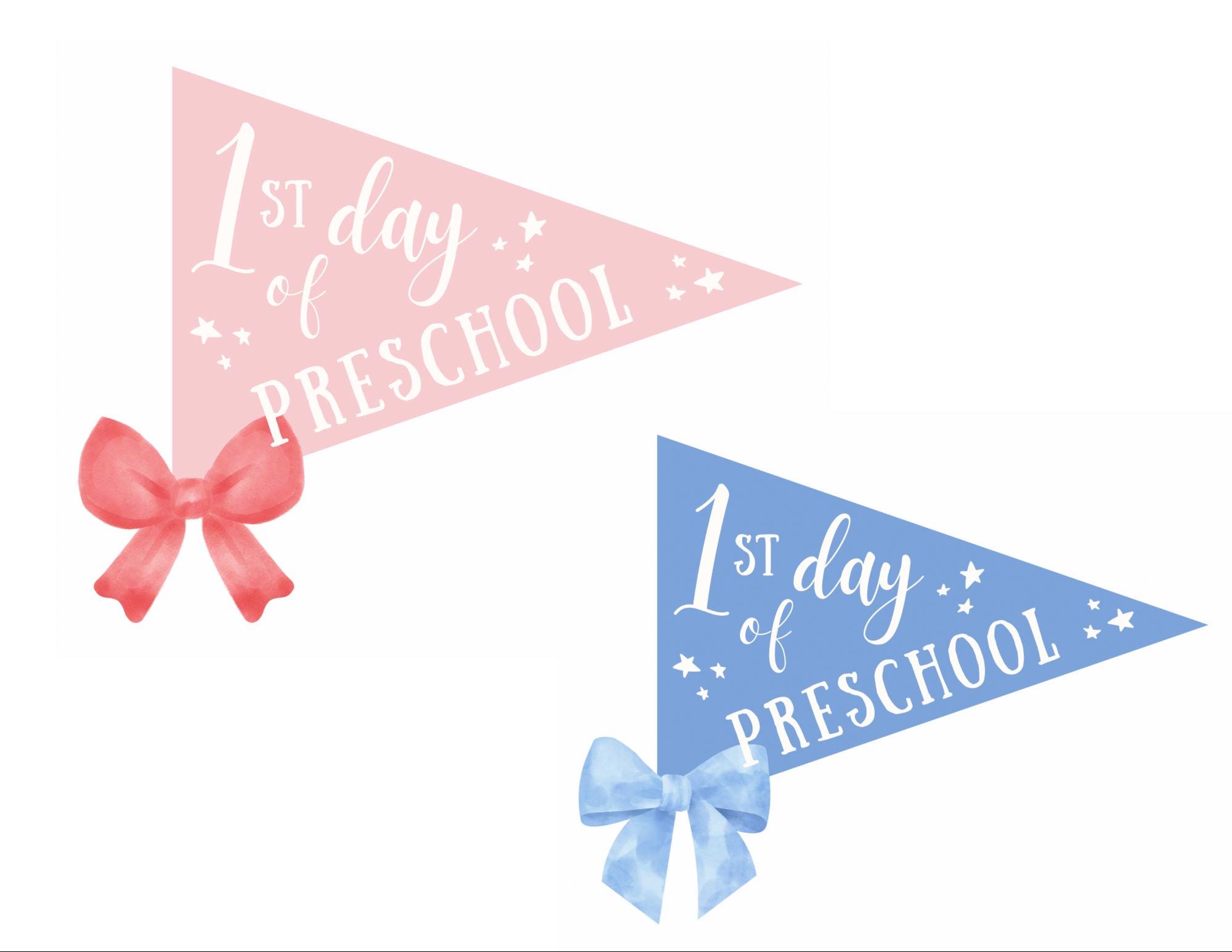 First Day of Preschool Pennants With Bow - Etsy
