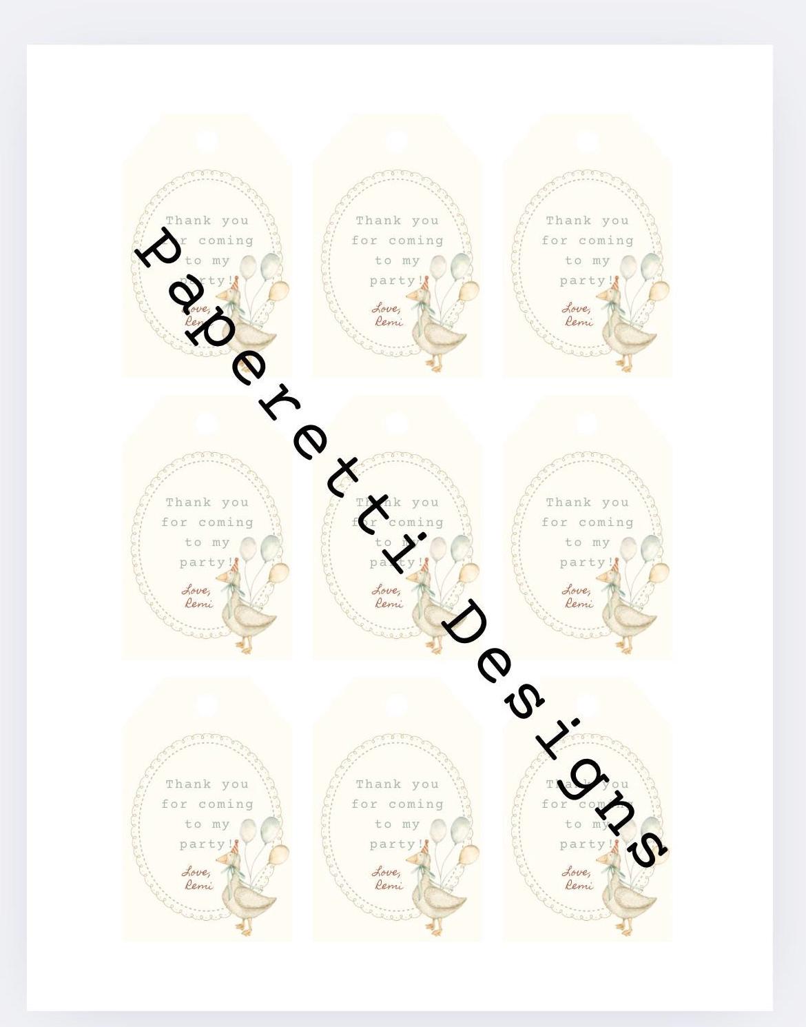 Silly Goose Birthday Favor Tags. Silly Goose Birthday Party. 1st ...