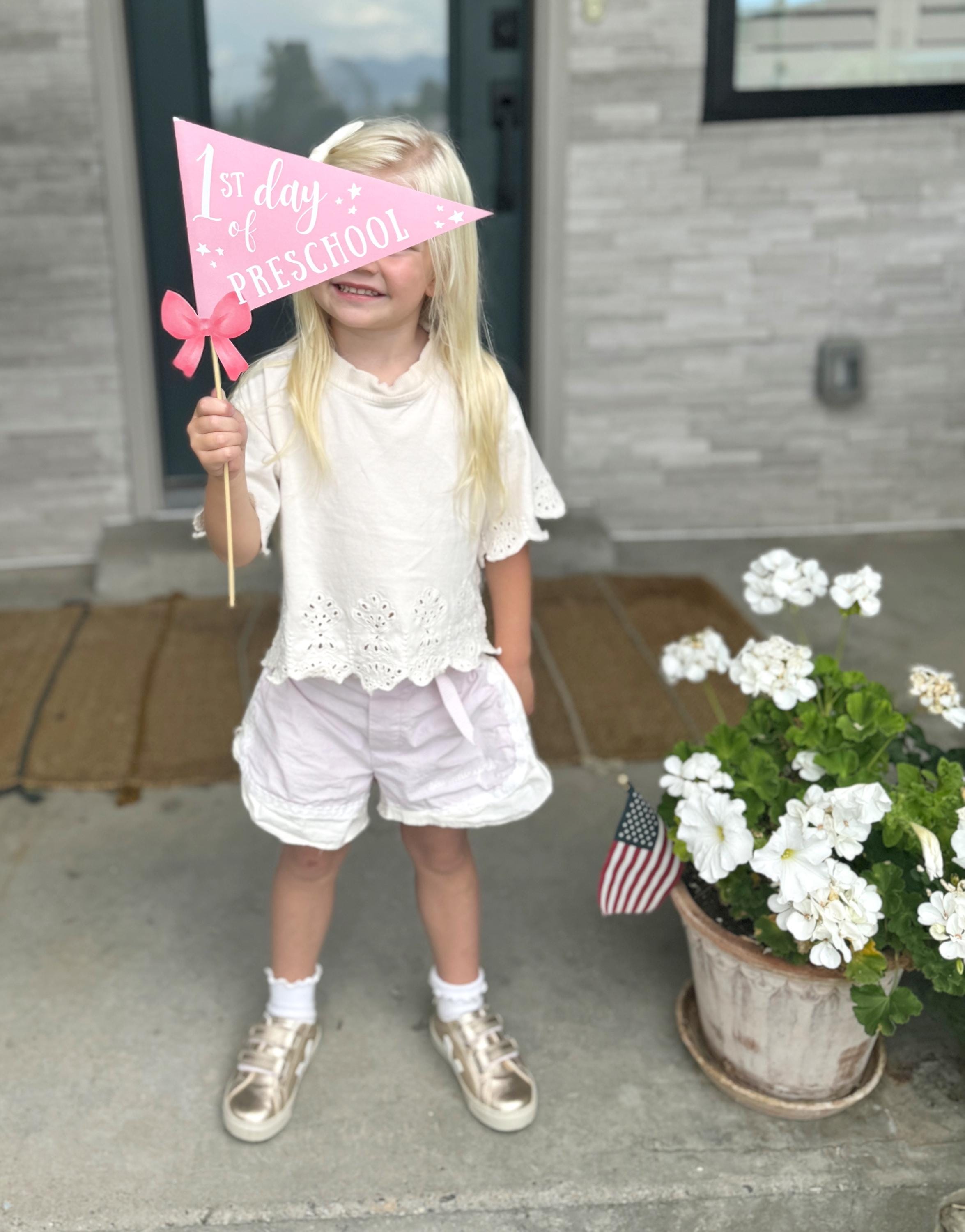 First Day of Preschool Pennants With Bow - Etsy