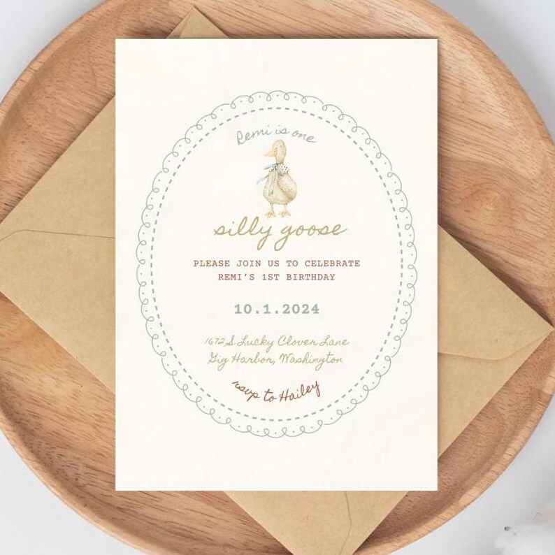 Silly Goose Birthday Invitation. Silly Goose Birthday Party. 1st ...