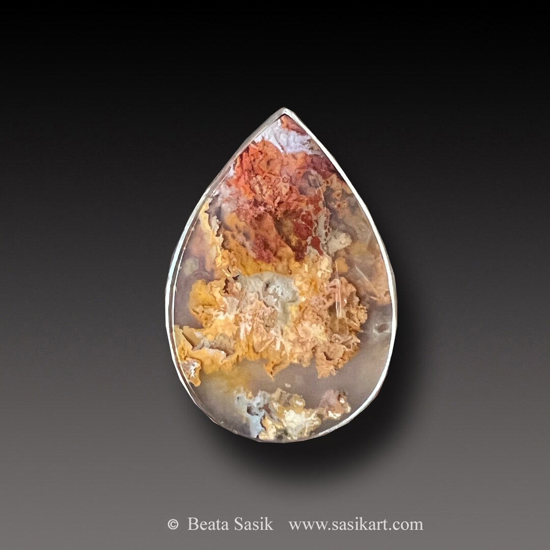 Regency Rose Plume Agate Sterling Silver Ring - Etsy