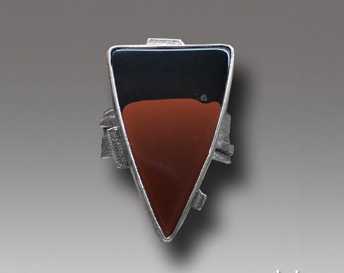 Red Ribbon Obsidian Ring Sterling Silver Handmade Ring - Etsy