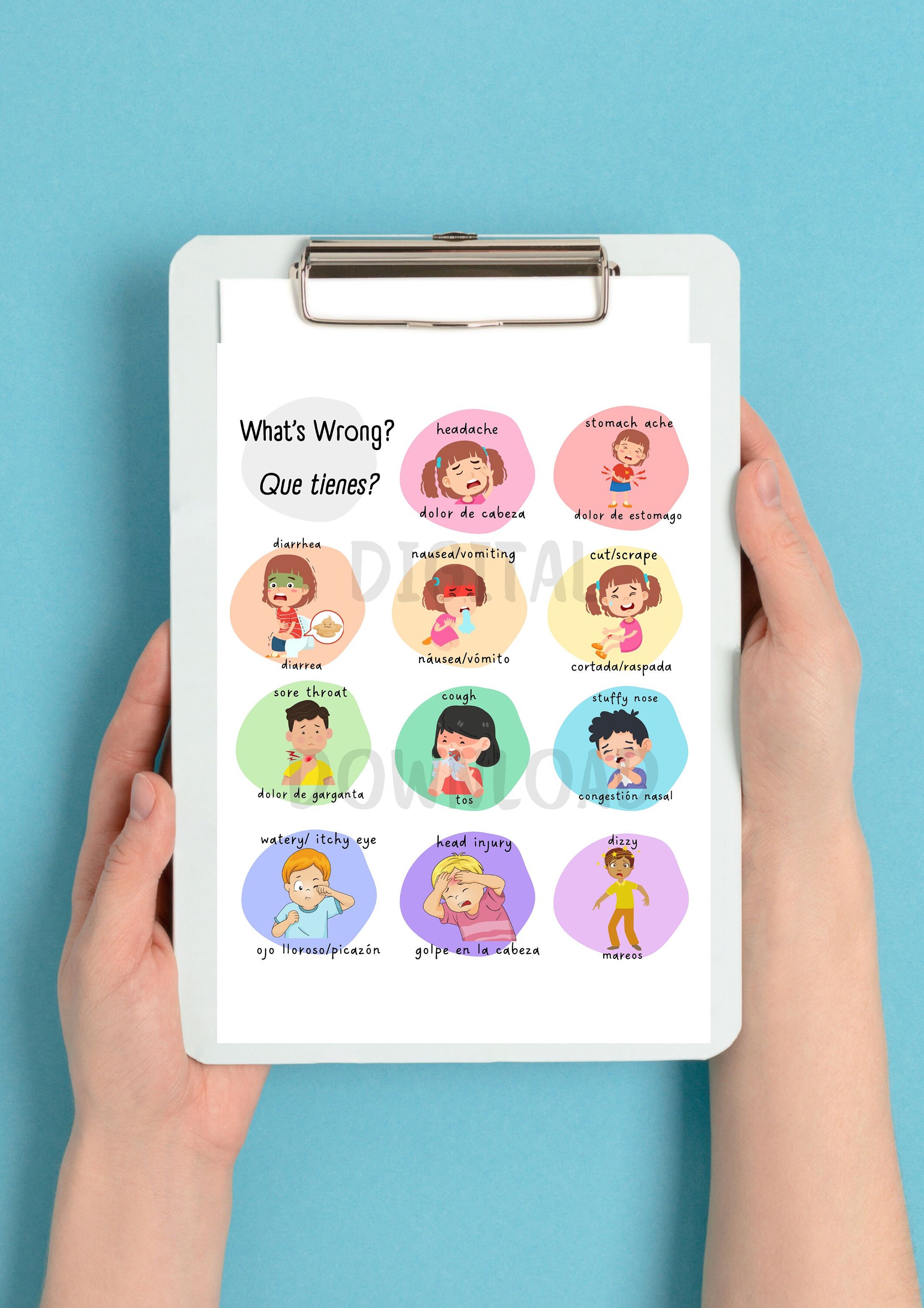 Bilingual Spanish Health Complaints - Etsy
