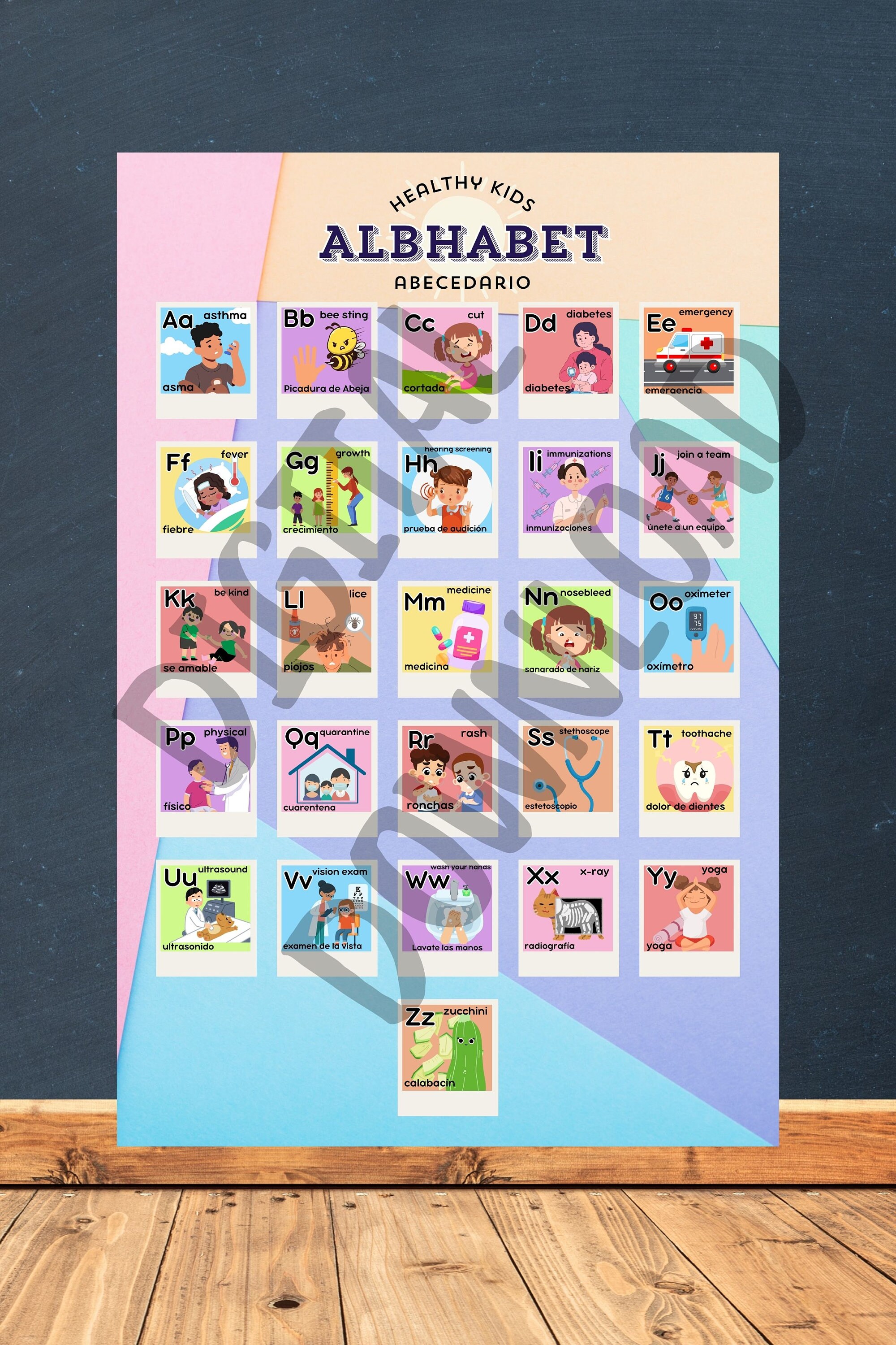 Kids Health Bilingual Alphabet - Etsy
