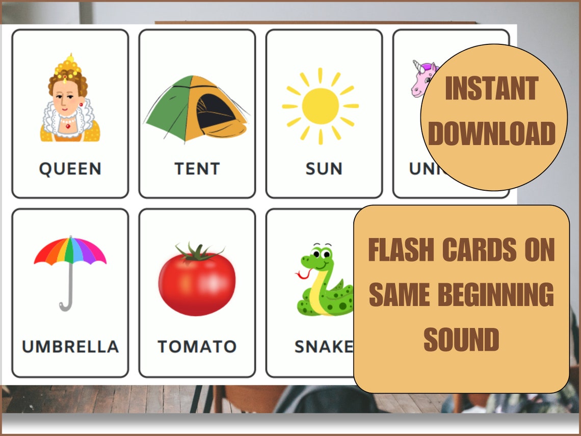 Phonics Flash Cards for Prek to Grade 1 - Same Beginning Sounds, Early ...