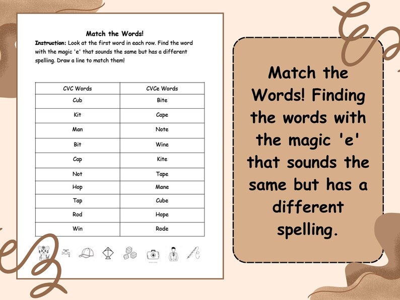 Phonics Worksheets CVC and Cvce Magic E Activities for Grade 1 and 2 - Etsy