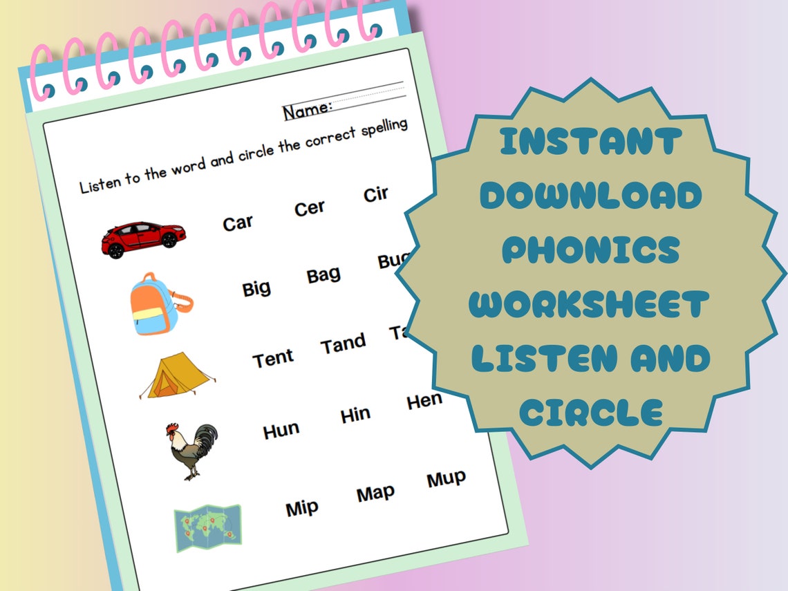 Phonics Listening Worksheets for Grades 2-3 Fun Circle-the-word ...