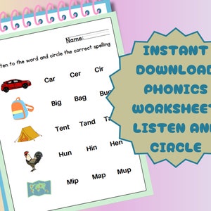Phonics Listening Worksheets for Grades 2-3 | Fun Circle-the-word ...