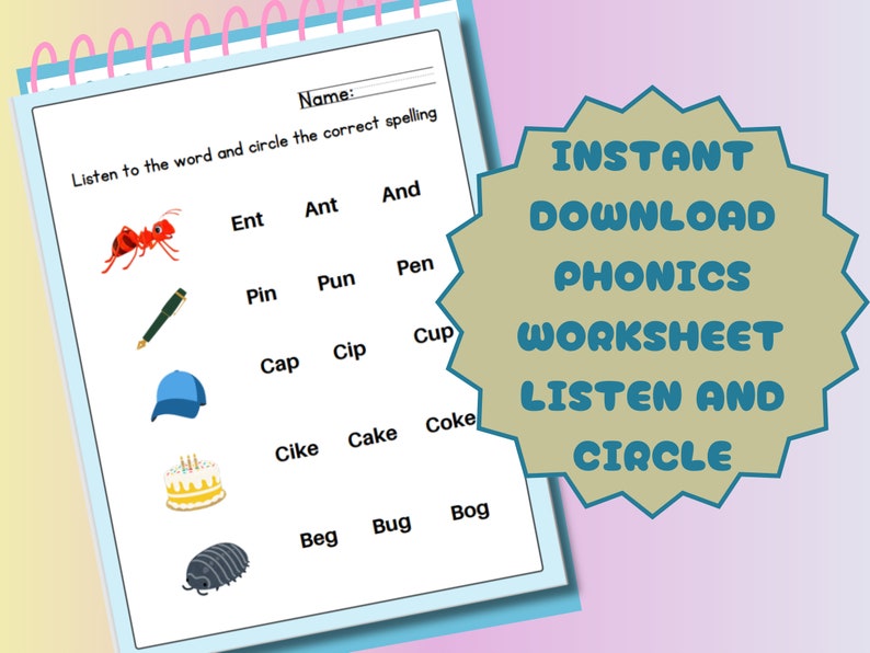 Phonics Listening Worksheets for Grades 2-3 | Fun Circle-the-word ...