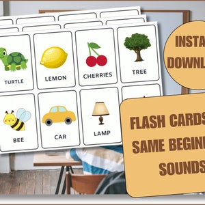 Phonics Flash Cards for Prek to Grade 1 - Same Beginning Sounds, Early ...