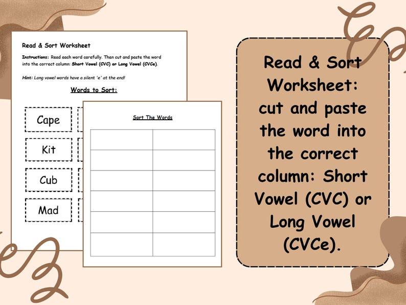 Phonics Worksheets CVC and Cvce Magic E Activities for Grade 1 and 2 - Etsy