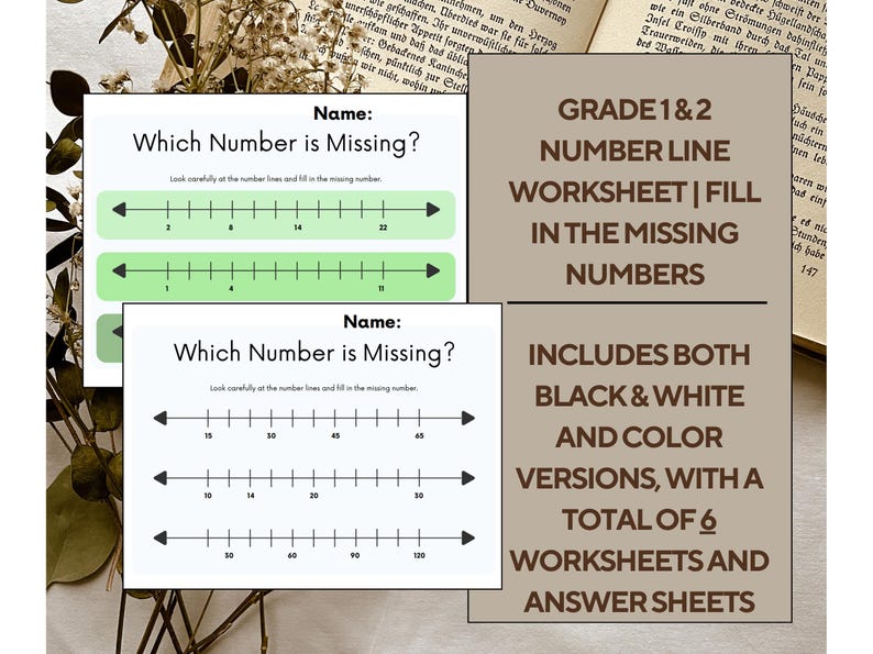 Grade 1 and 2 Number Line Worksheet Missing Numbers Activity With ...