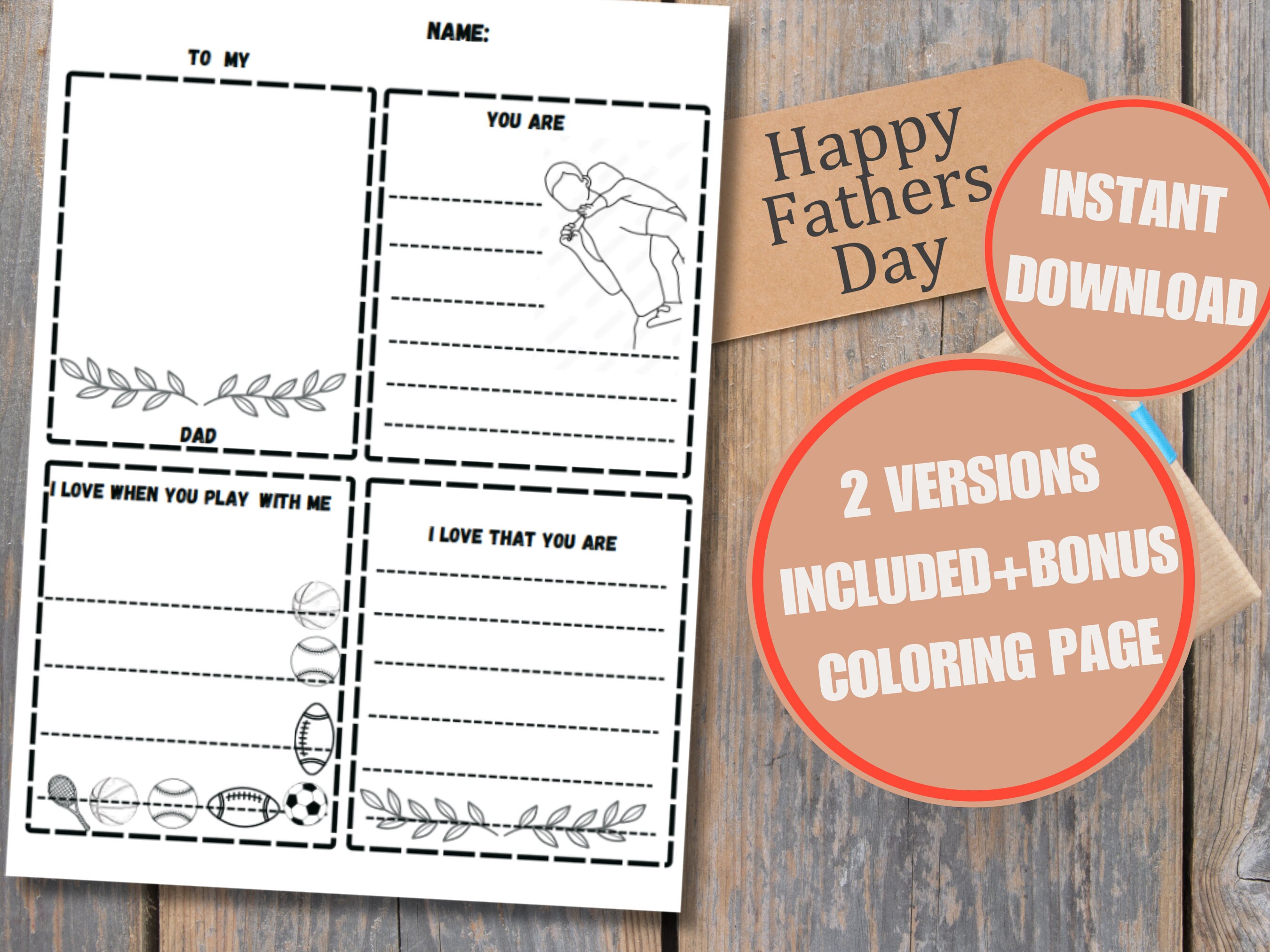 Memorable Dad Gift, Fill in the Blank Dad Printable, Father's Day ...