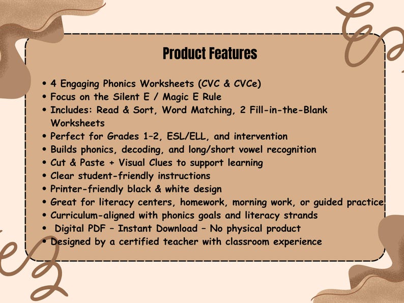Phonics Worksheets CVC and Cvce Magic E Activities for Grade 1 and 2 - Etsy