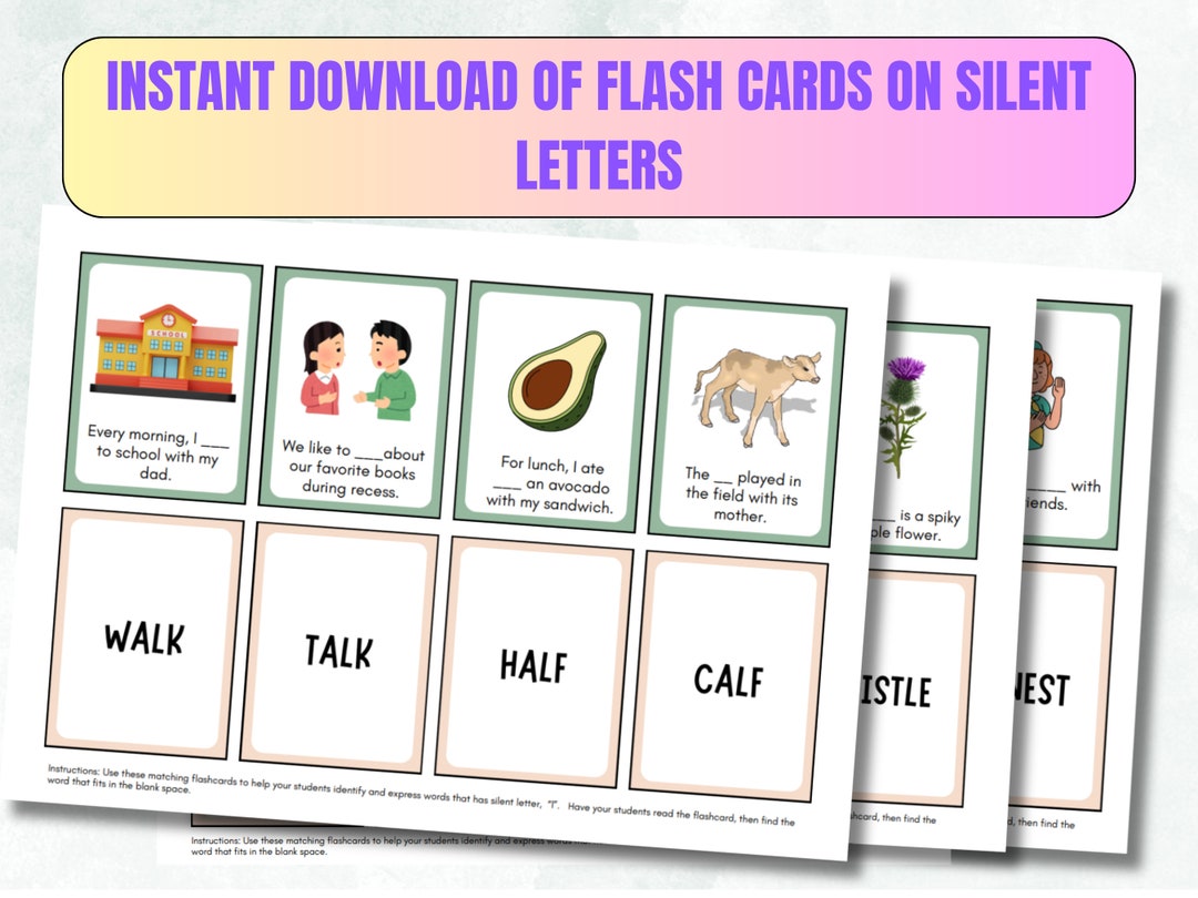 Master Silent Letters: Engaging Flashcards for Identifying Words With ...