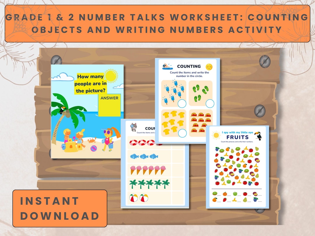 Grade 1 and 2 Number Talk Counting Worksheet :number Recognition and ...