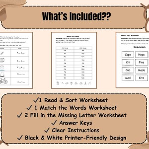 Phonics Worksheets CVC and Cvce Magic E Activities for Grade 1 and 2 - Etsy
