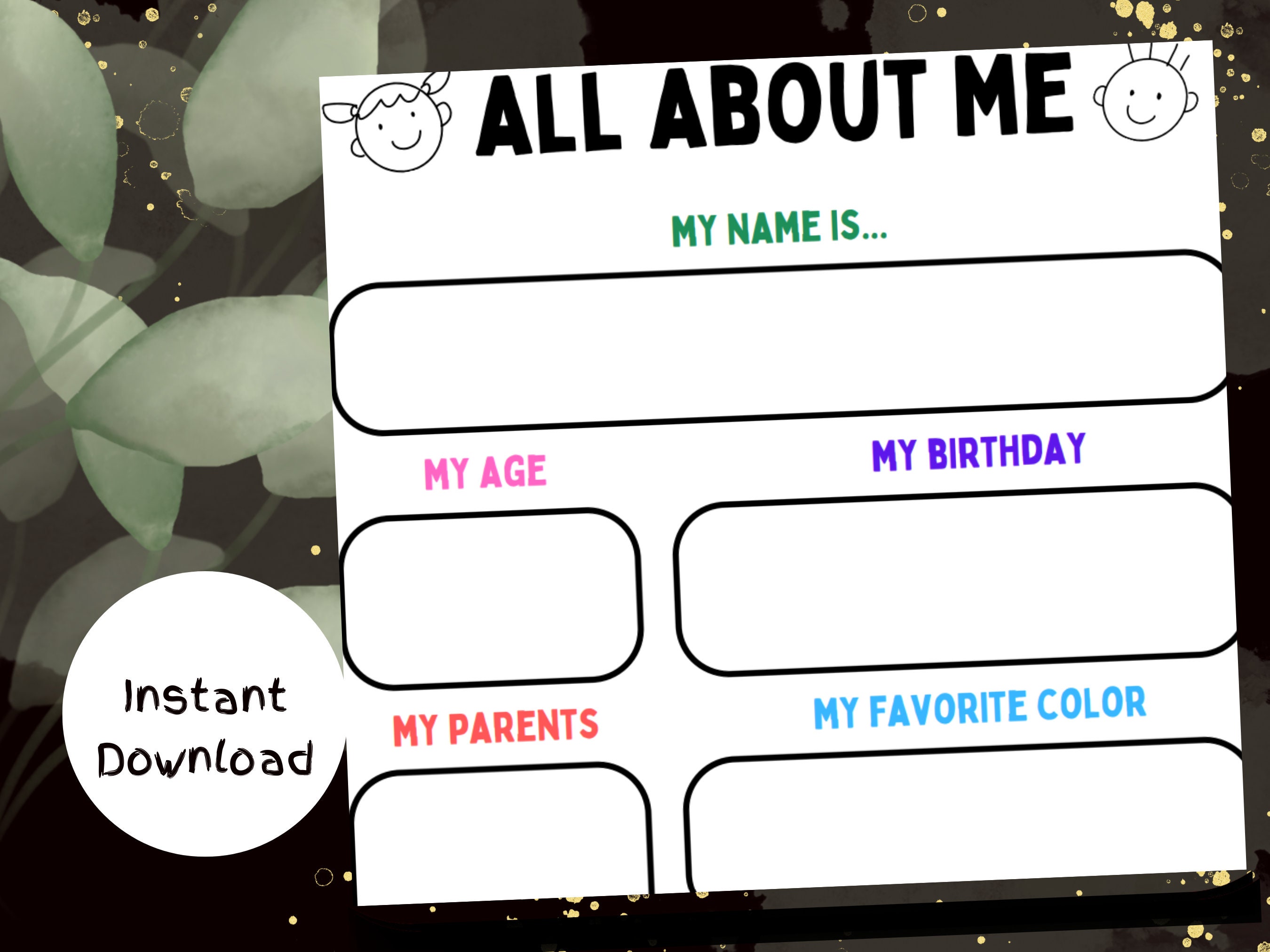 All About Me Icebreaker Worksheet for Kinders Now in Color - Etsy UK