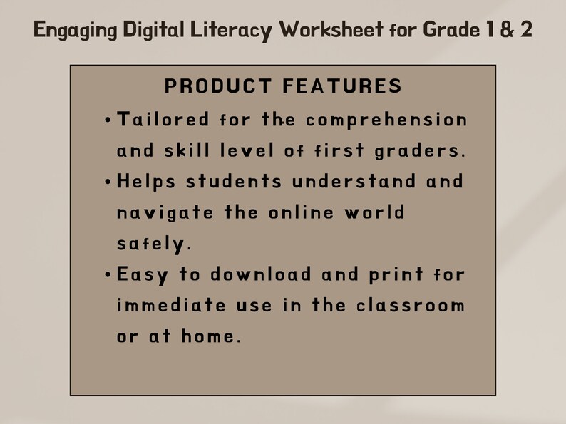 Digital Literacy Worksheets for Grade 1 & 2: Online Safety, Word Puzzle ...