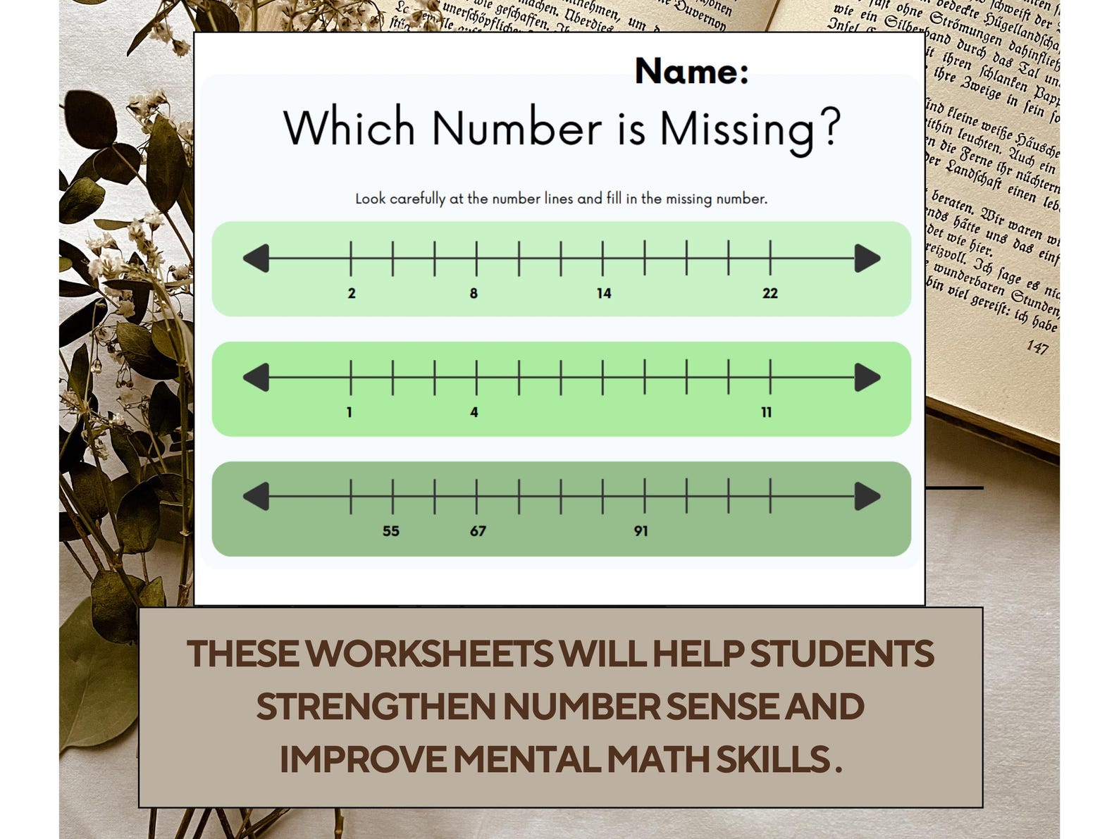 Grade 1 and 2 Number Line Worksheet | Missing Numbers Activity With ...