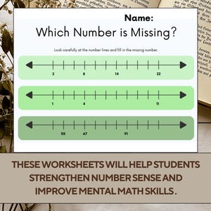 Grade 1 and 2 Number Line Worksheet Missing Numbers Activity With ...