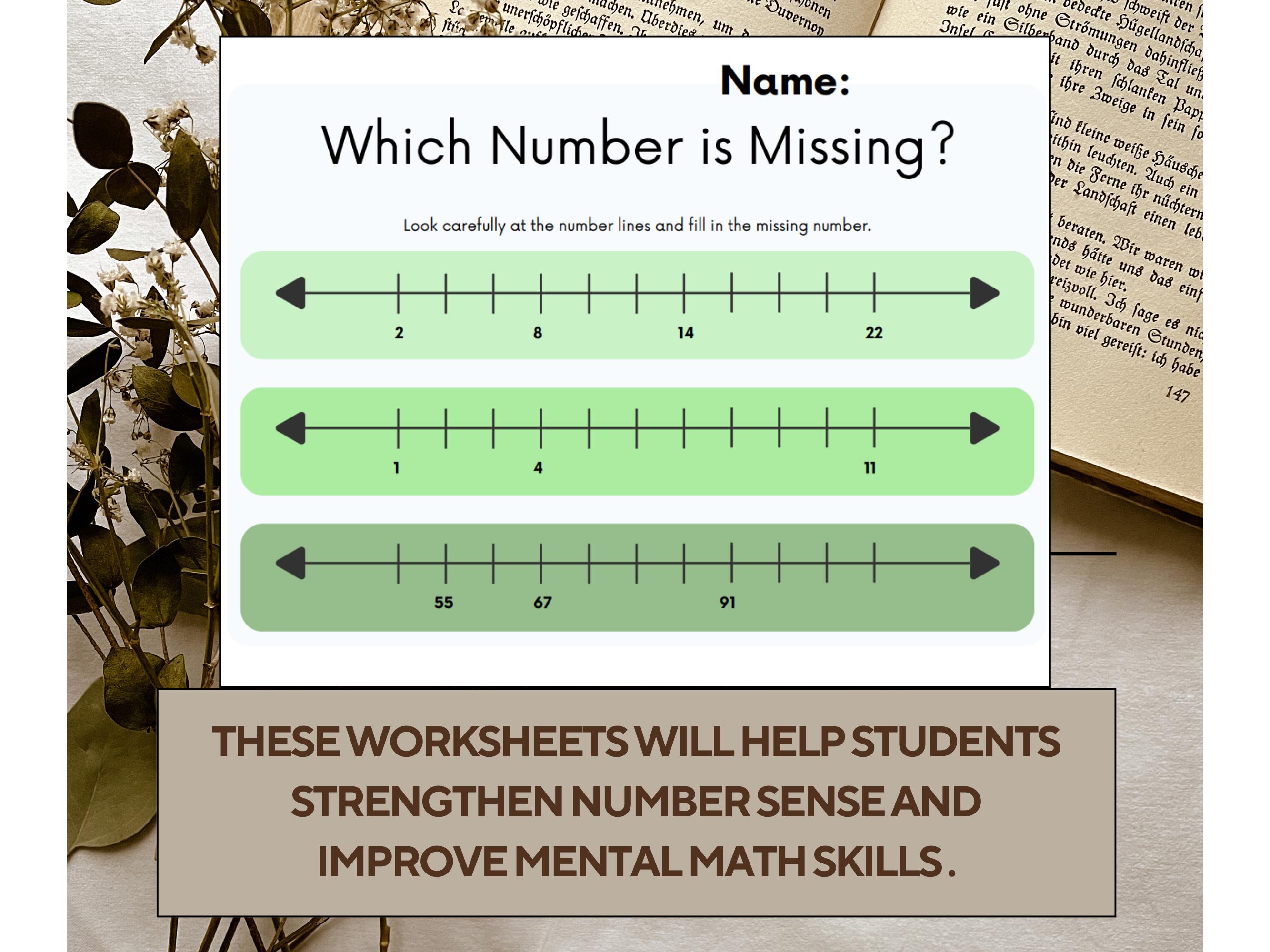 Grade 1 and 2 Number Line Worksheet | Missing Numbers Activity With ...