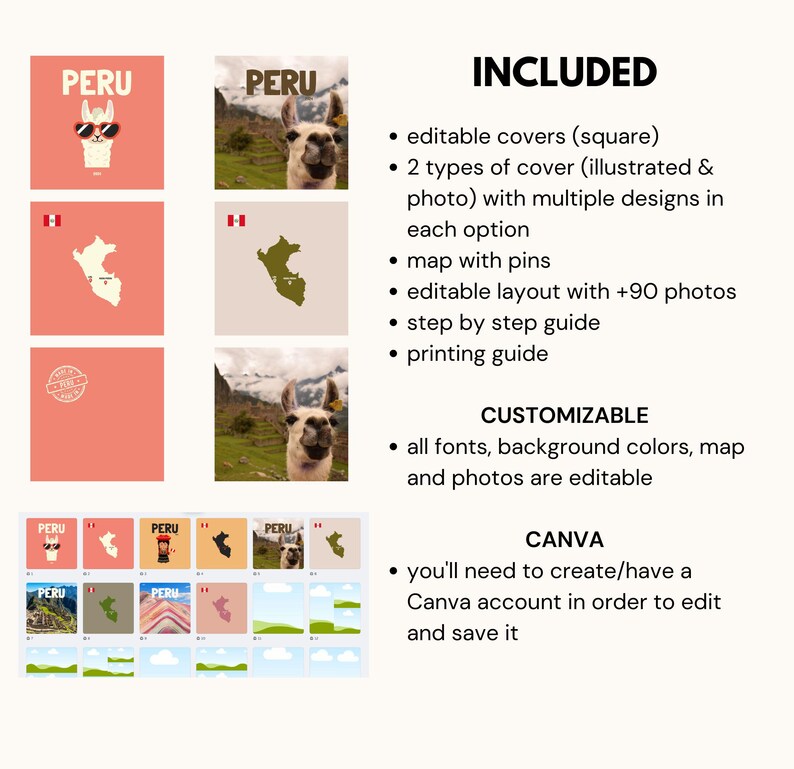 5 Peru Travel Photo Album Templates, Coffee Table Book, Travel Photo ...