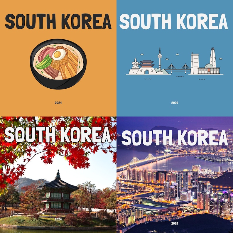 South Korea Travel Photo Album Template – Square Editable Canva ...