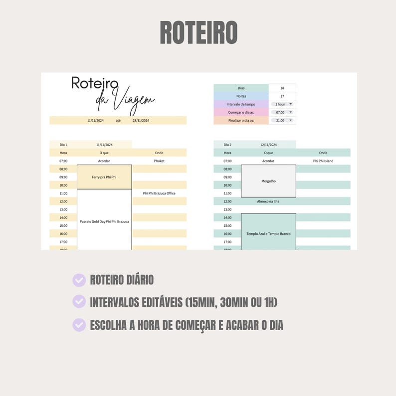 Planner De Viagem Editável, Planilha Simples Para Planejamento E ...