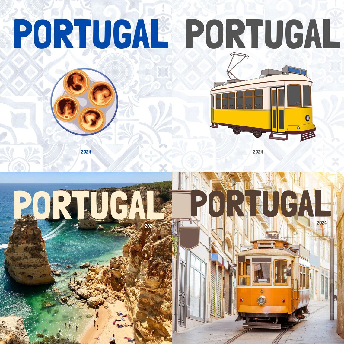 Portugal Travel Photo Album Template – Square Editable Canva Scrapbook ...
