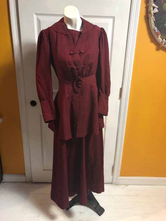 1915 Edwardian Embroidered Dress and Matching Jacket - Gem