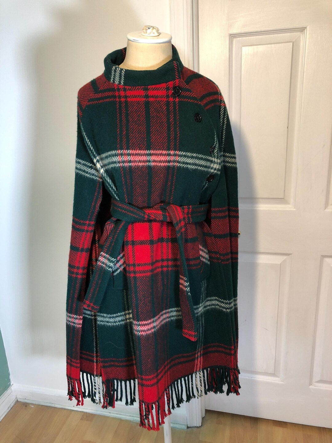 Vintage Mcnaughton Scottish Plaid Wool Plaid Belted Cape - Etsy
