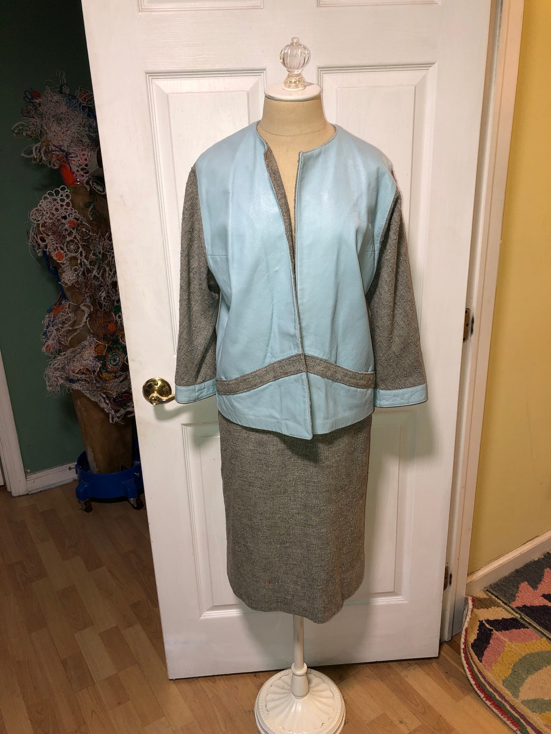 Vintage 1960’s Woman’s Baby Blue Suede MCM Suit - Etsy