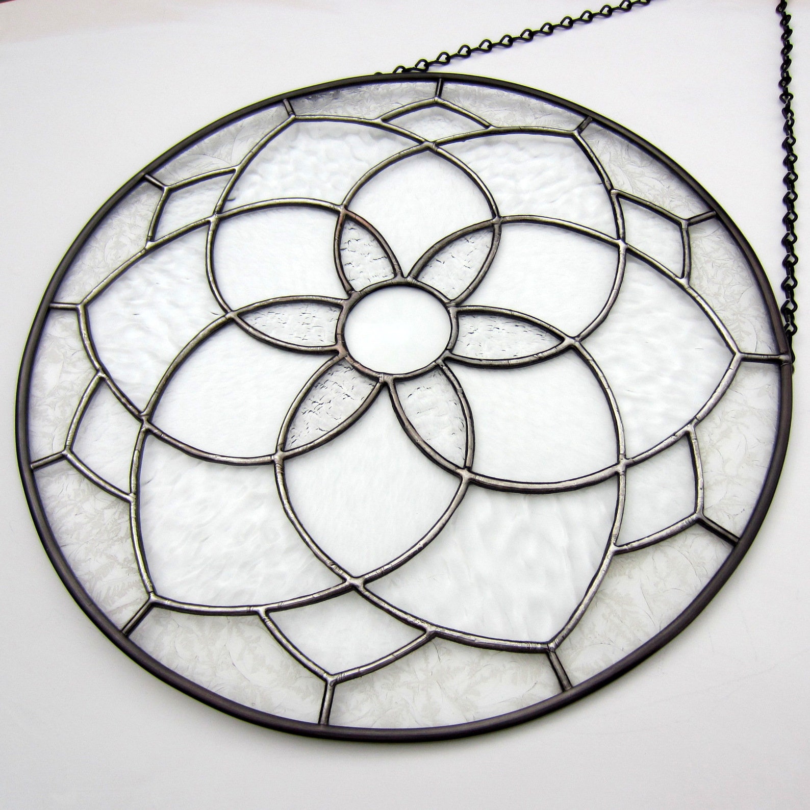 Stained Glass Clear Textures Geometric Star Mandala Suncatcher | Etsy