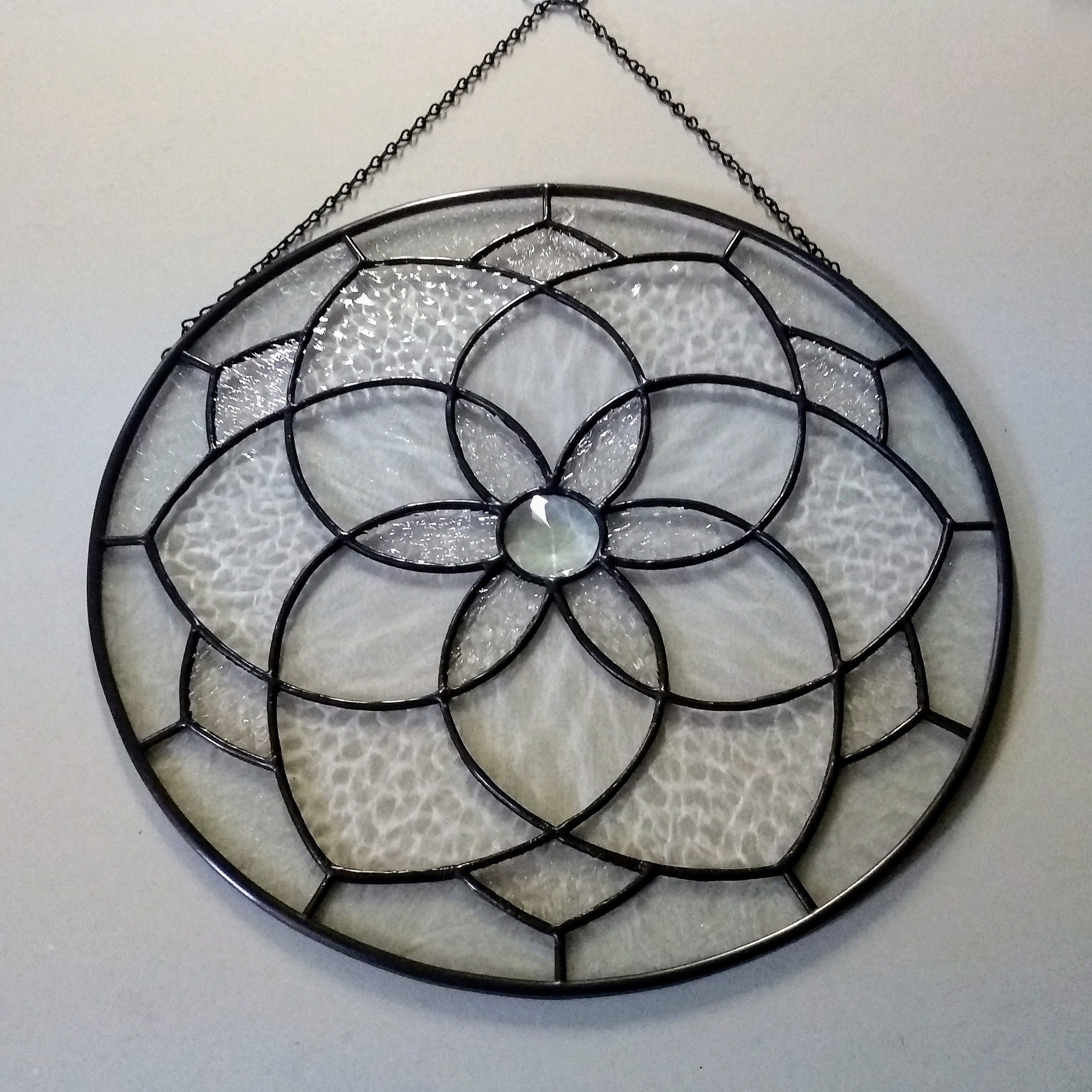 Stained Glass Clear Textures Geometric Star Mandala Suncatcher - Etsy