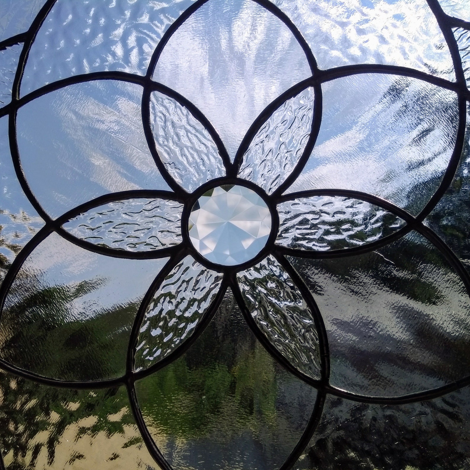 Stained Glass Clear Textures Geometric Star Mandala Suncatcher - Etsy