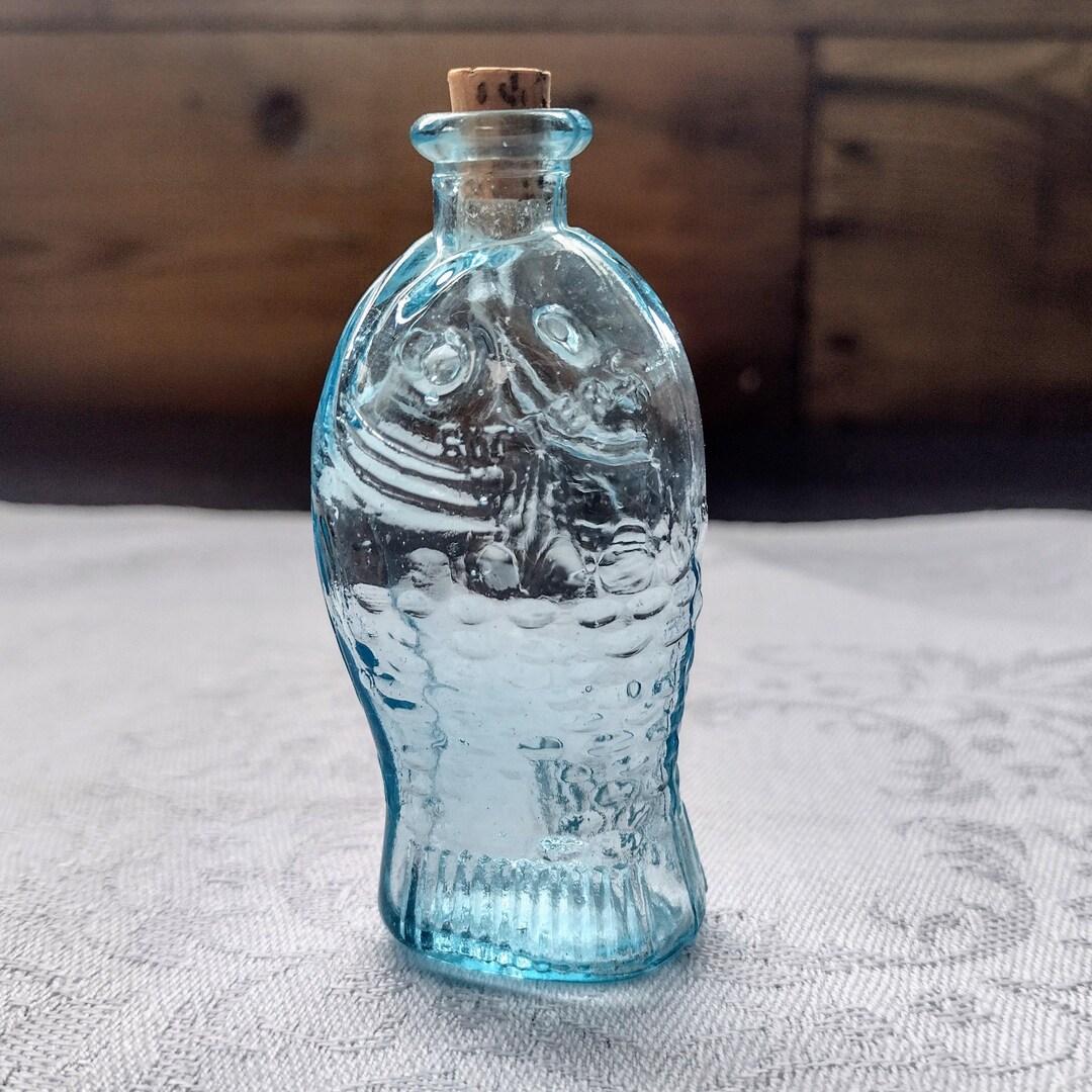 Vintage Wheaton Doctor Fisch's Bitters Aqua Blue Fish Shaped Bottle ...