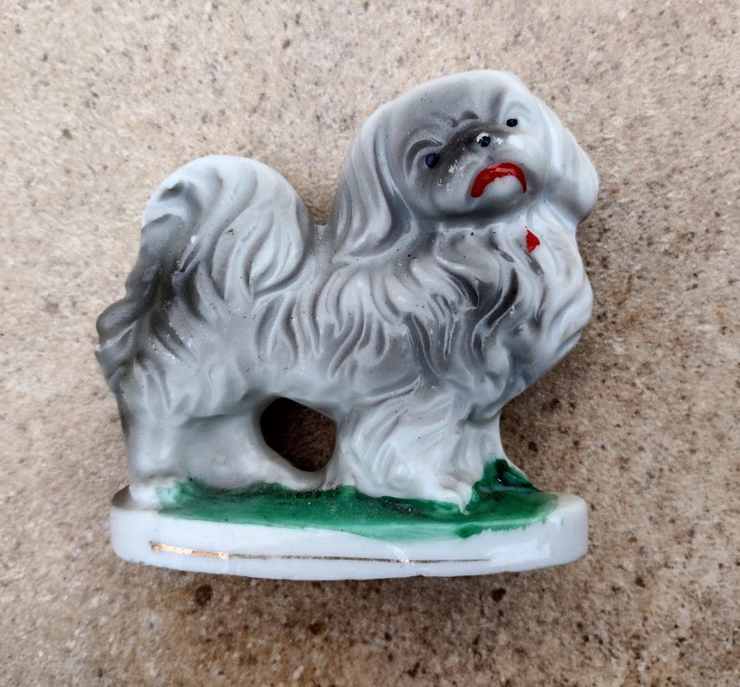 Vintage Porcelain Angry Pekingese Figurine Japan Gold Trim MCM - Etsy
