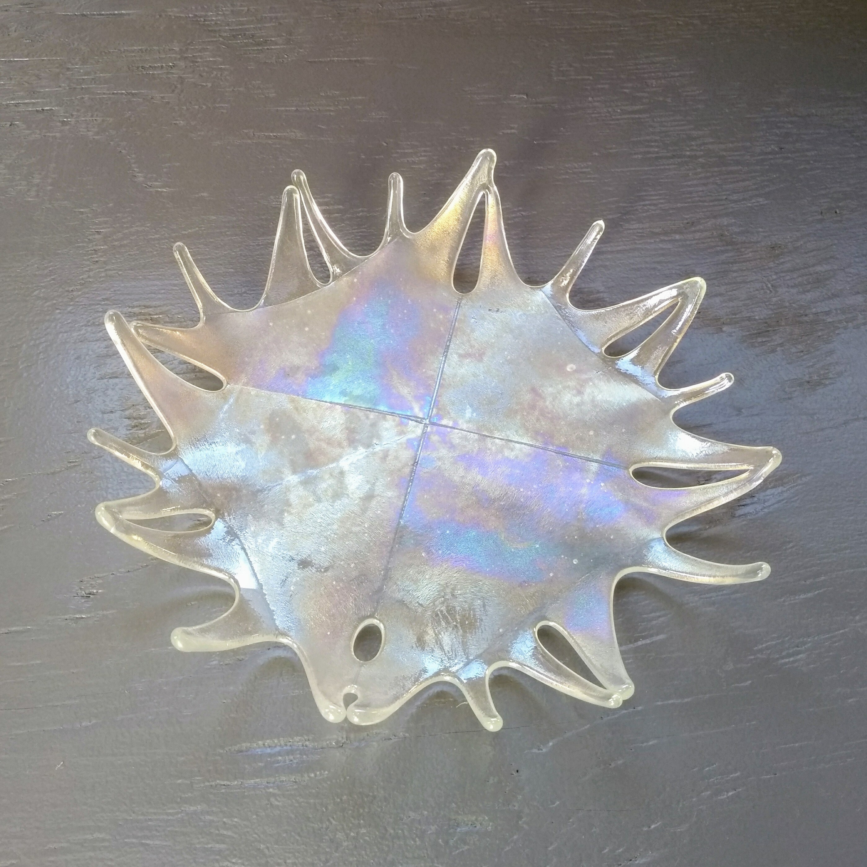 Clear Luminescent Spikey Splash Fused Glass Sloped Plate Dish | Etsy