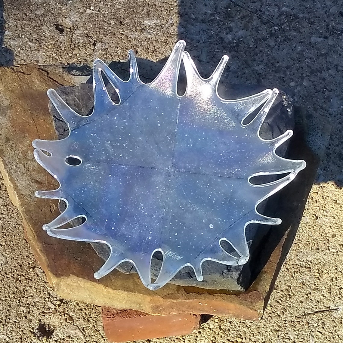 Clear Luminescent Spikey Splash Fused Glass Sloped Plate Dish | Etsy
