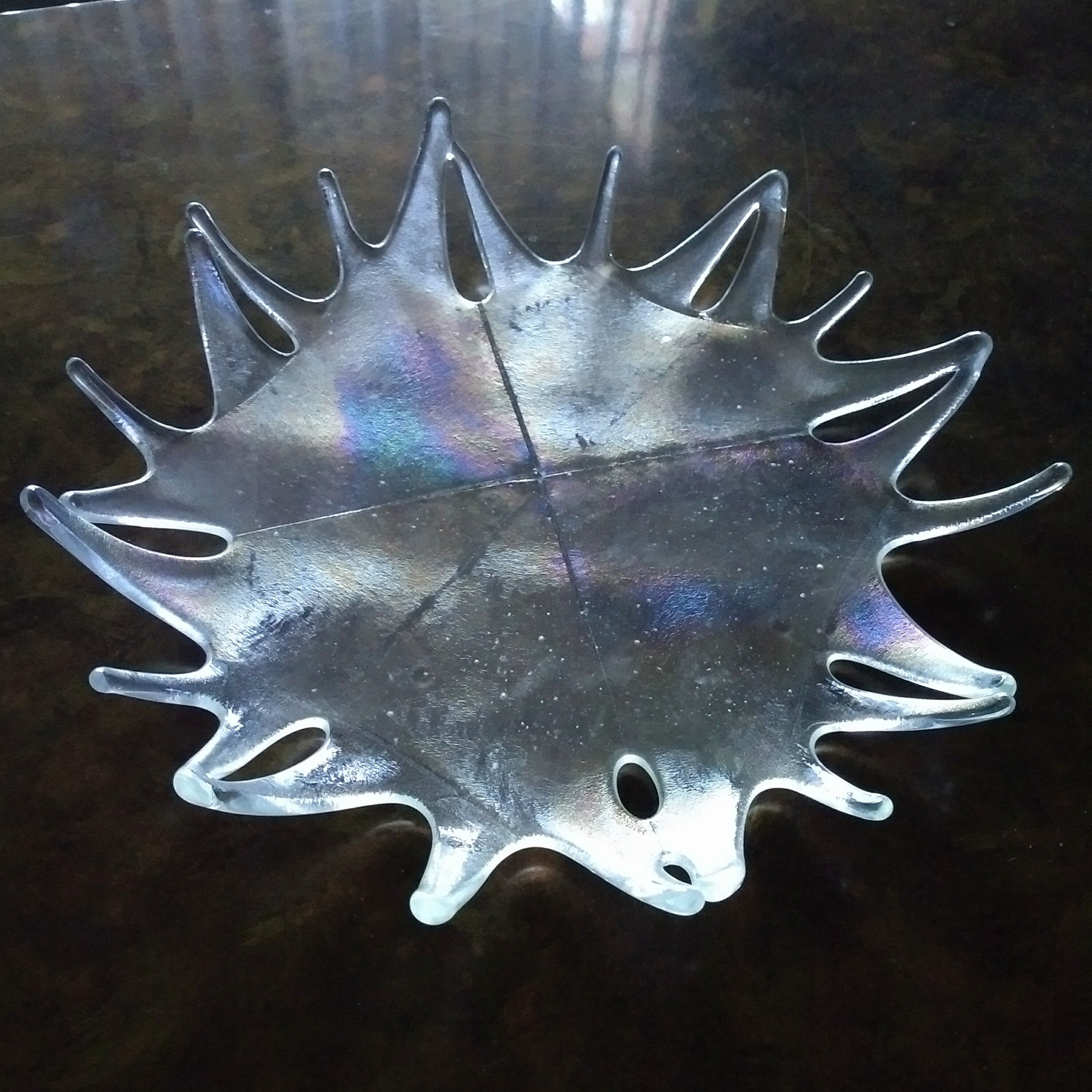 Clear Luminescent Spikey Splash Fused Glass Sloped Plate Dish | Etsy