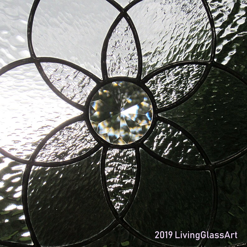 Stained Glass Clear Textures Geometric Star Mandala Suncatcher | Etsy