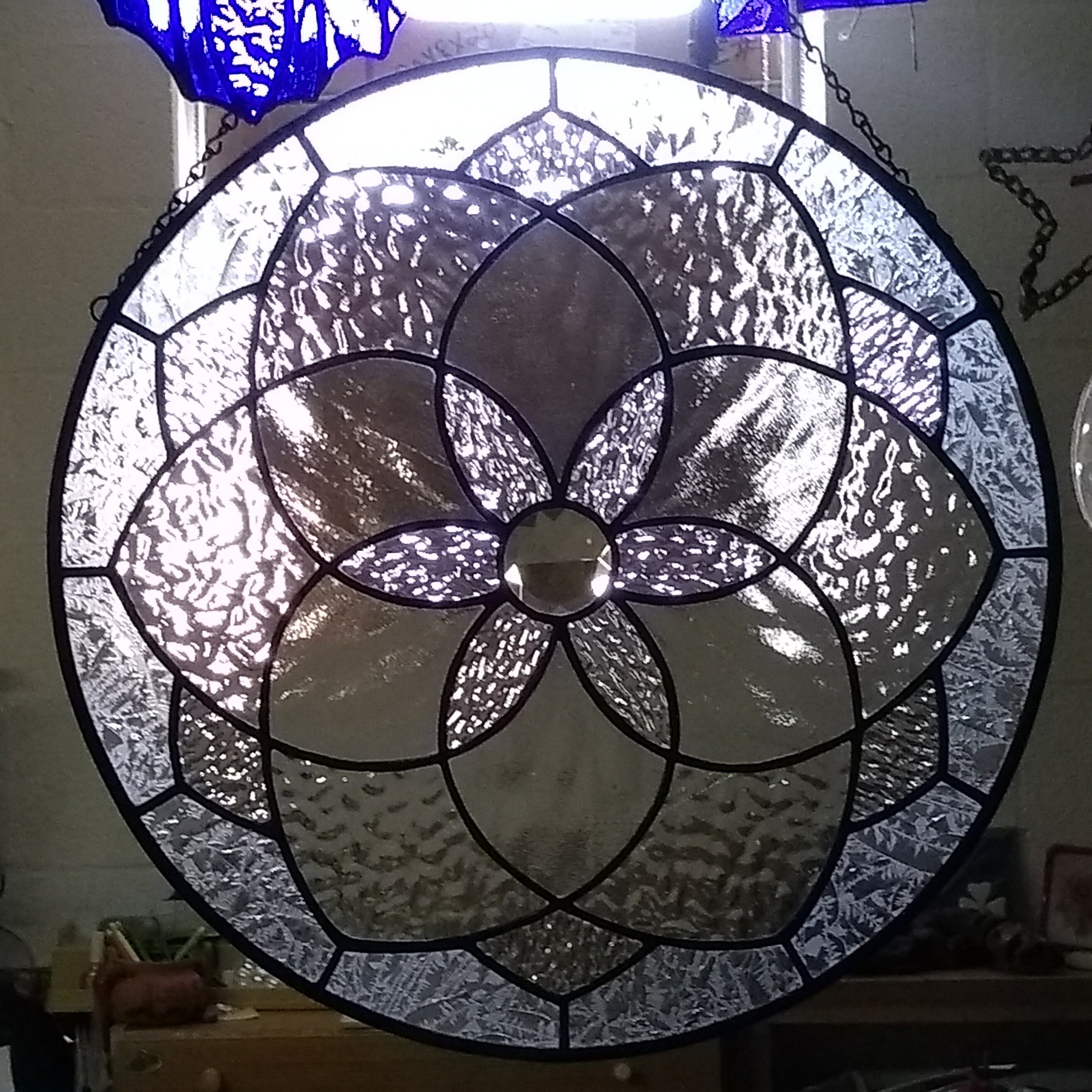 Stained Glass Clear Textures Geometric Star Mandala Suncatcher - Etsy ...