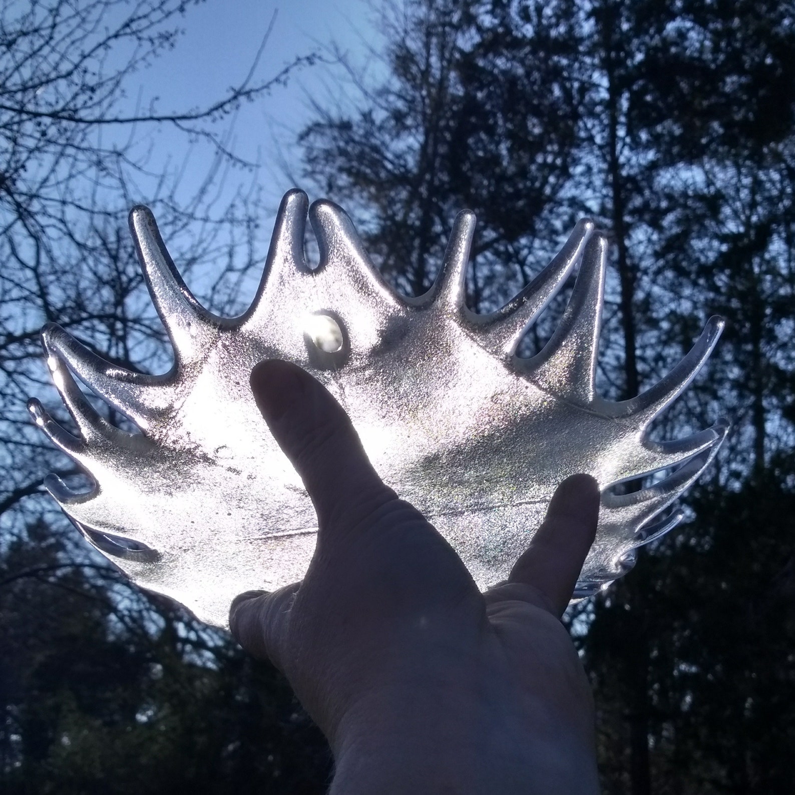 Clear Luminescent Spikey Splash Fused Glass Sloped Plate Dish | Etsy